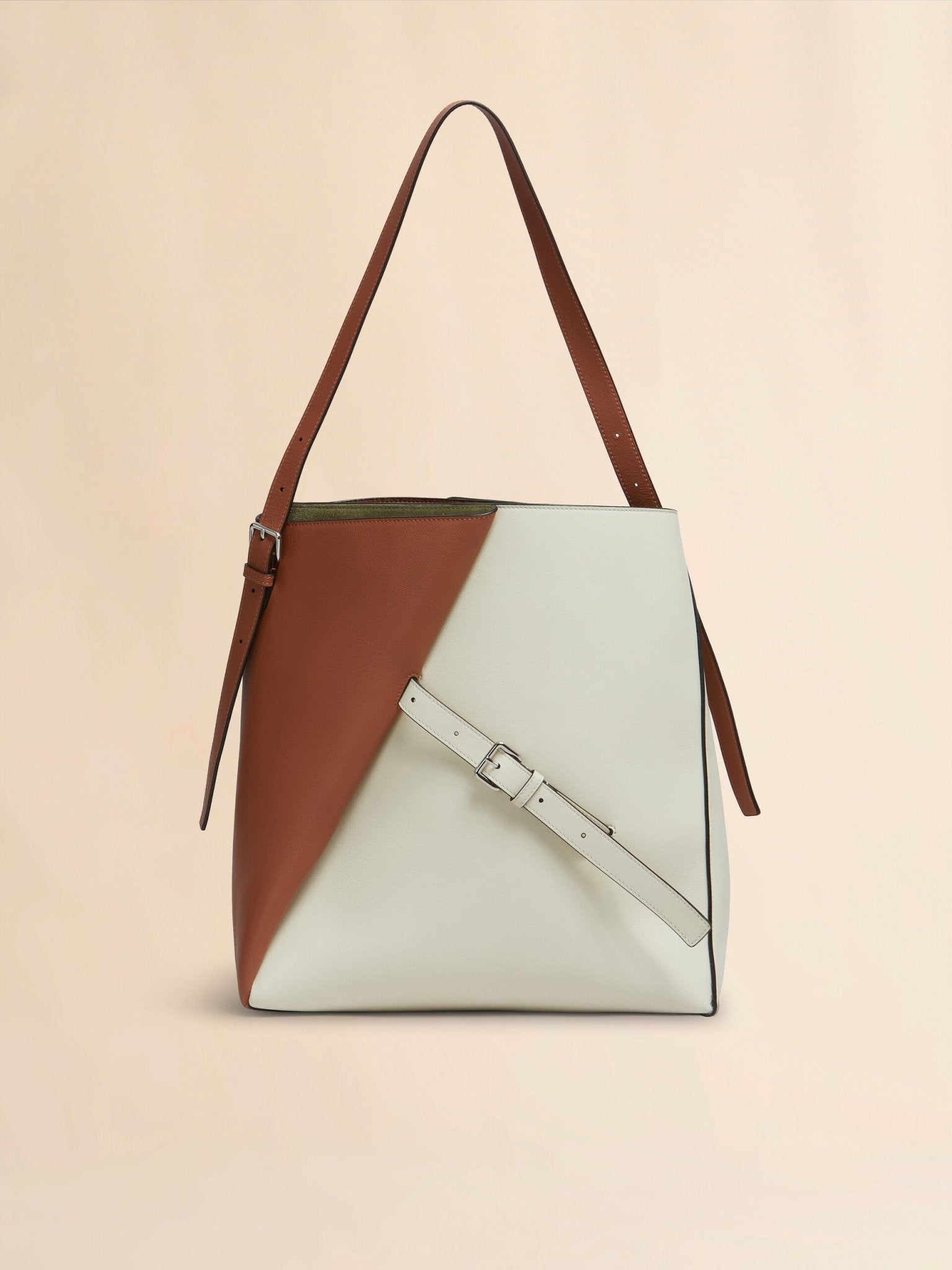 MARNI Brown and White Leather Reverse Hobo Bag | 瑪尼 腋下袋 (啡白色 ...