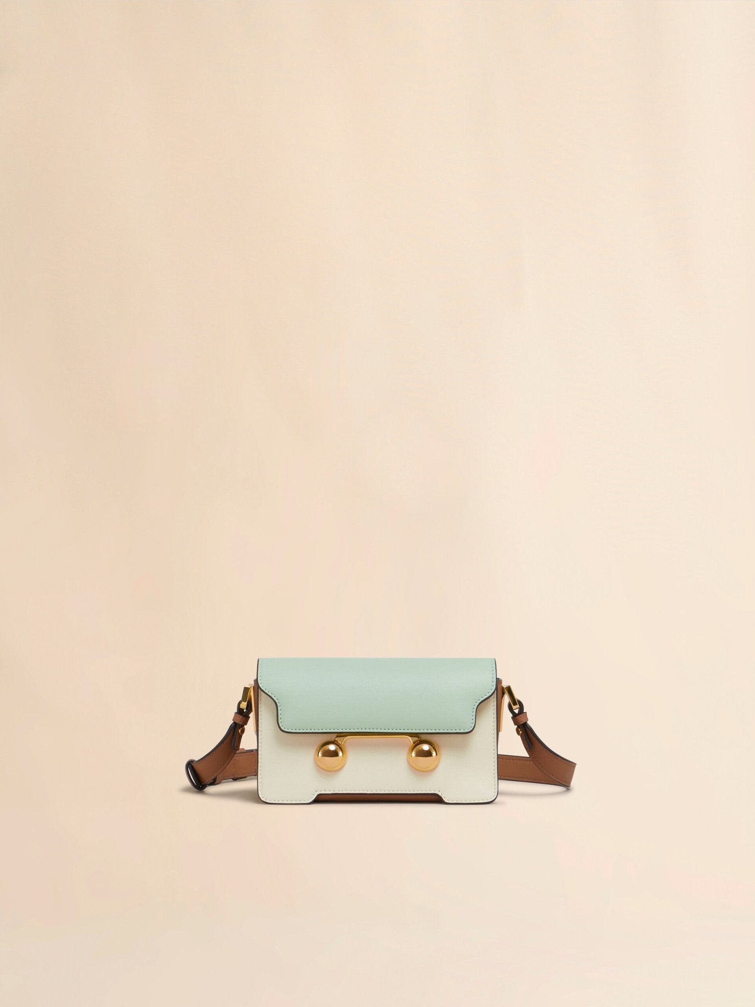 MARNI Green Cream and Brown Leather Trunkaroo Mini Shoulder Bag | 瑪尼 迷 ...